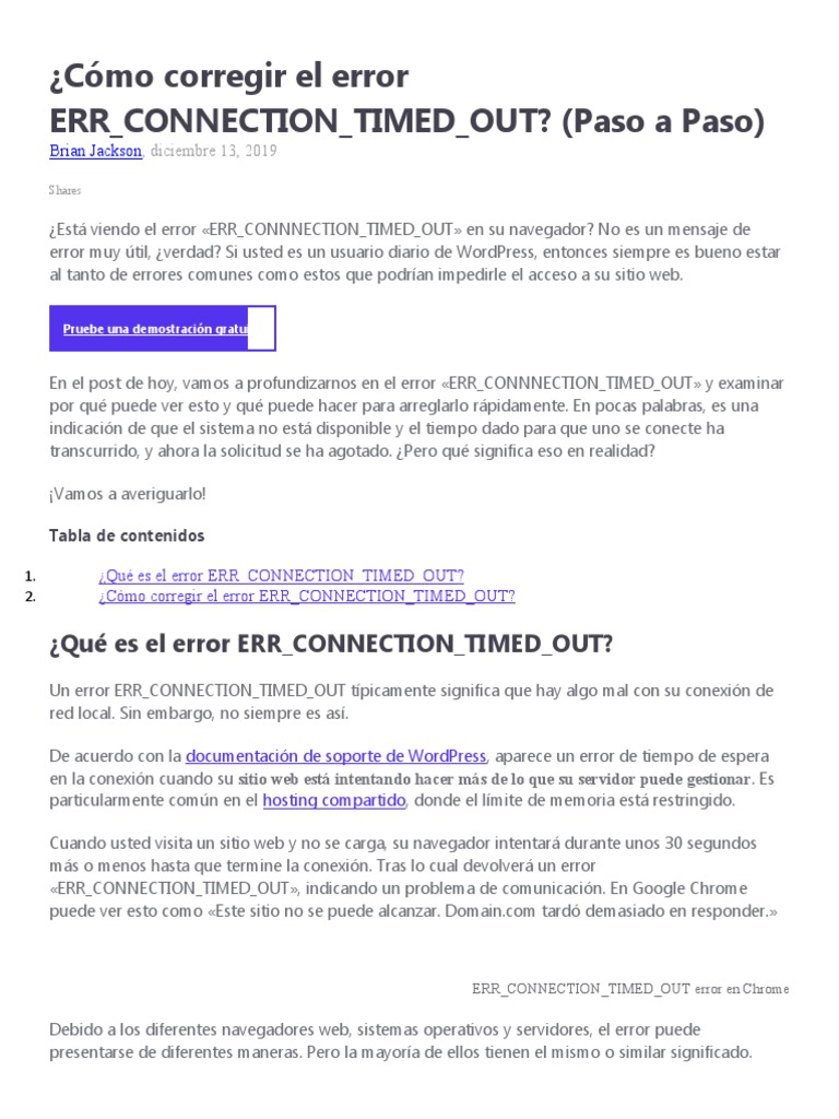Cómo Corregir El Error ERR - CONNECTION - TIMED - OUT | PDF | sistema de nombres de dominio ...