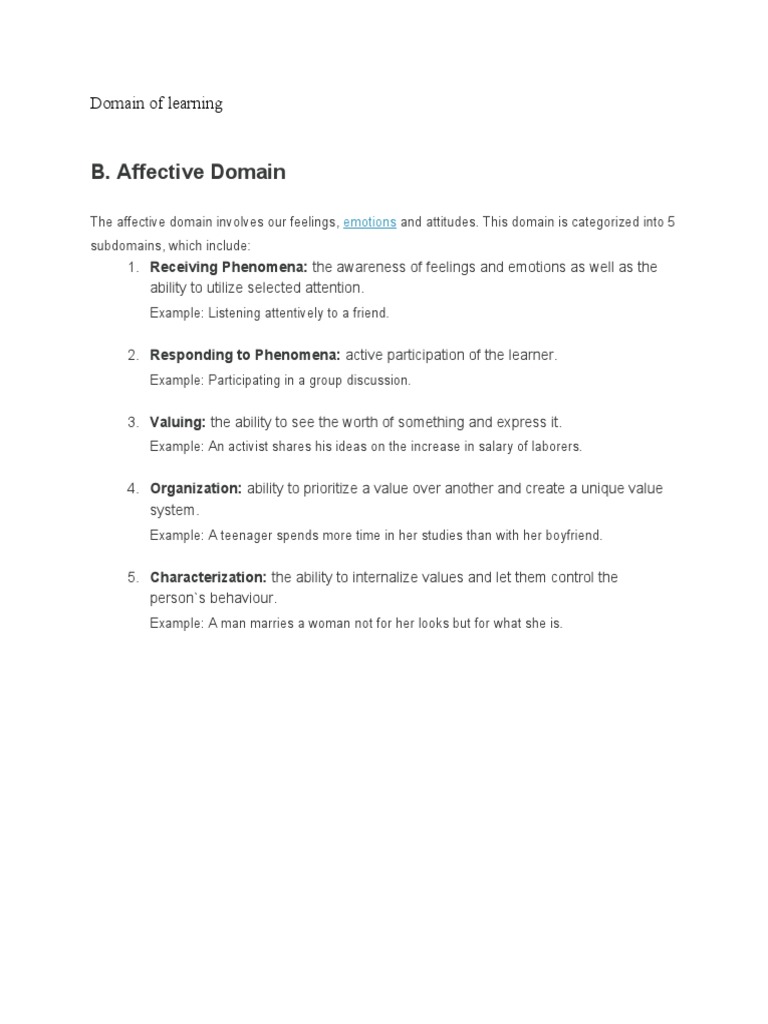 Affective Domain | PDF