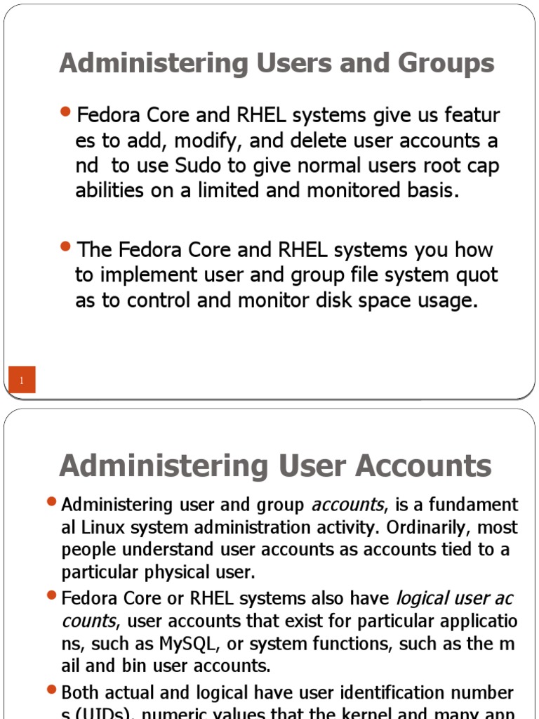 Administering Users and Groups | PDF | Superuser | User (Computing)