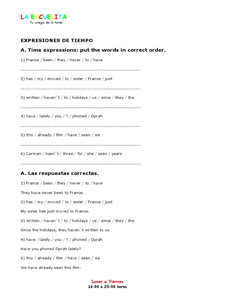 Expresiones de Tiempo | PDF