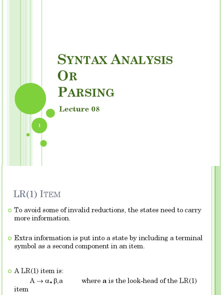 2019 - Lecture 08 - Syntax Analysis - 4 | PDF | Parsing | Metalogic