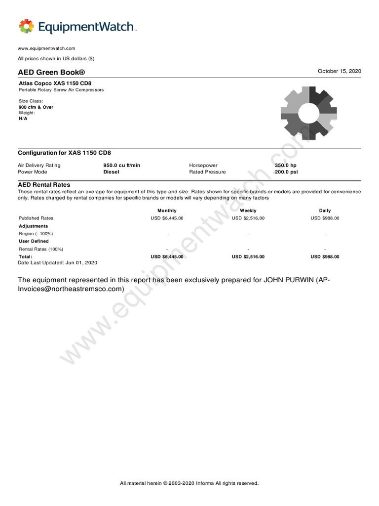 AED Green Book®: Atlas Copco XAS 1150 CD8 | PDF | Gas Technologies ...