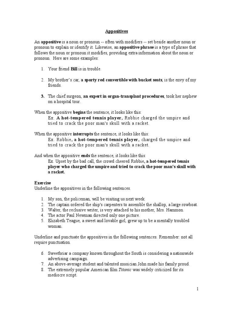 Appositives | PDF | Syntax | Grammar