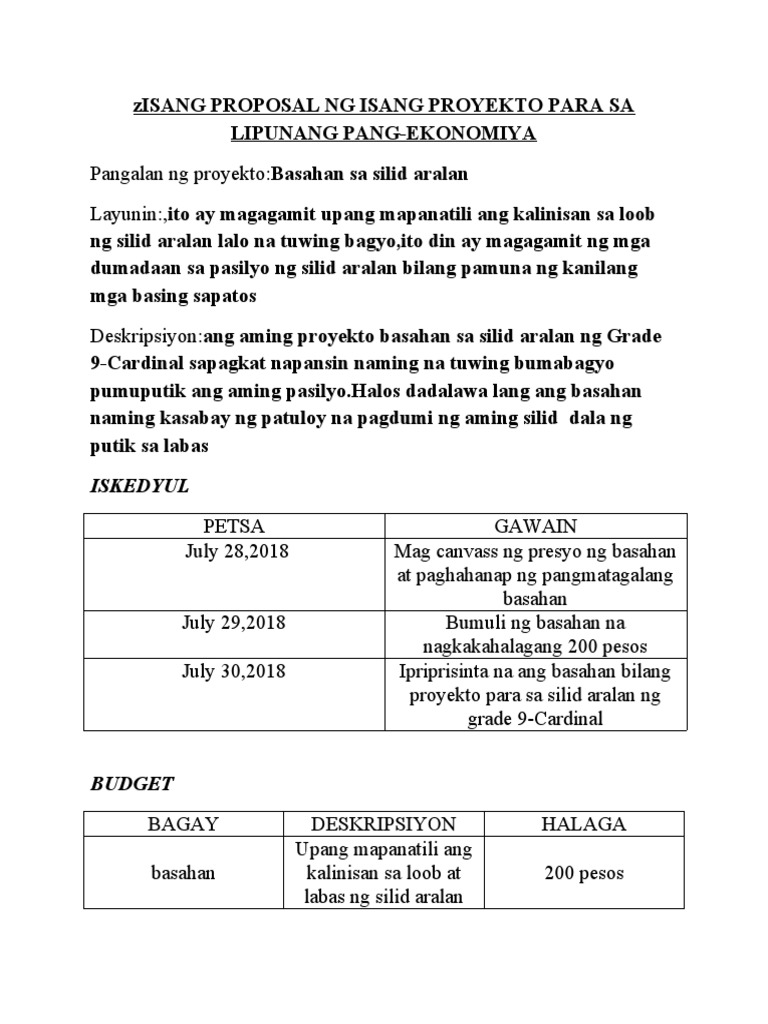 Isang Proposal NG Isang Proyekto para Sa Lipunang Pang | PDF