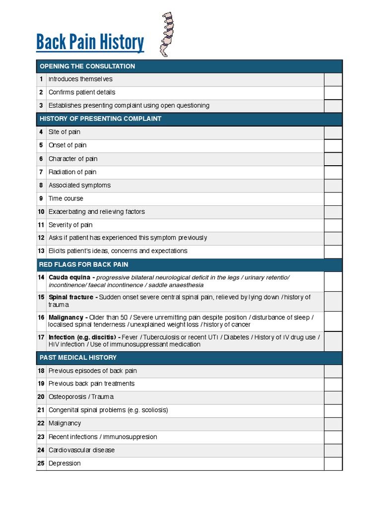 Back Pain History: Opening The Consultation | PDF