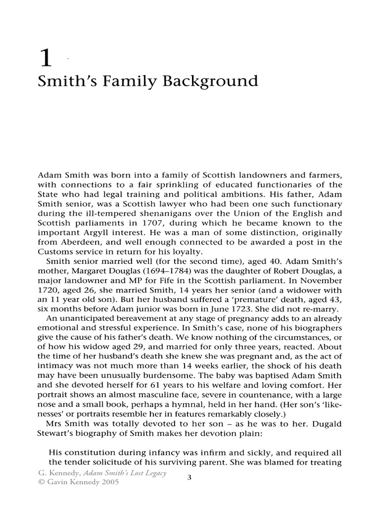 Kennedy2005 Chapter SmithSFamilyBackground | PDF | Adam Smith | Family