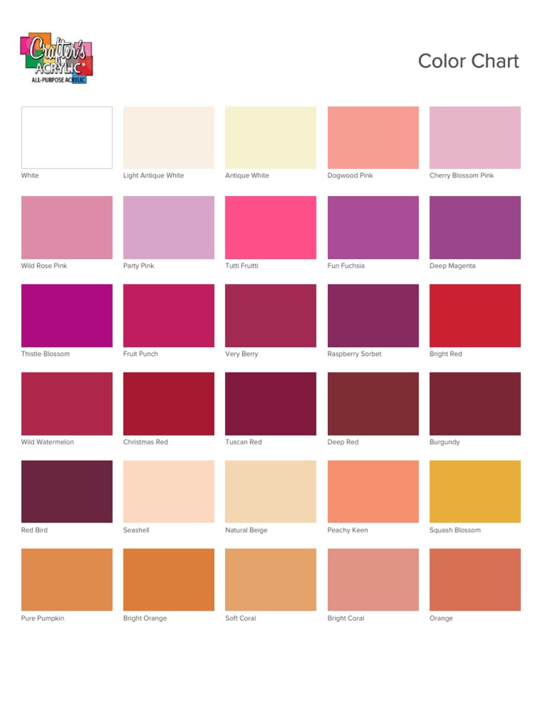 Crafters Acrylics Color Chart | PDF