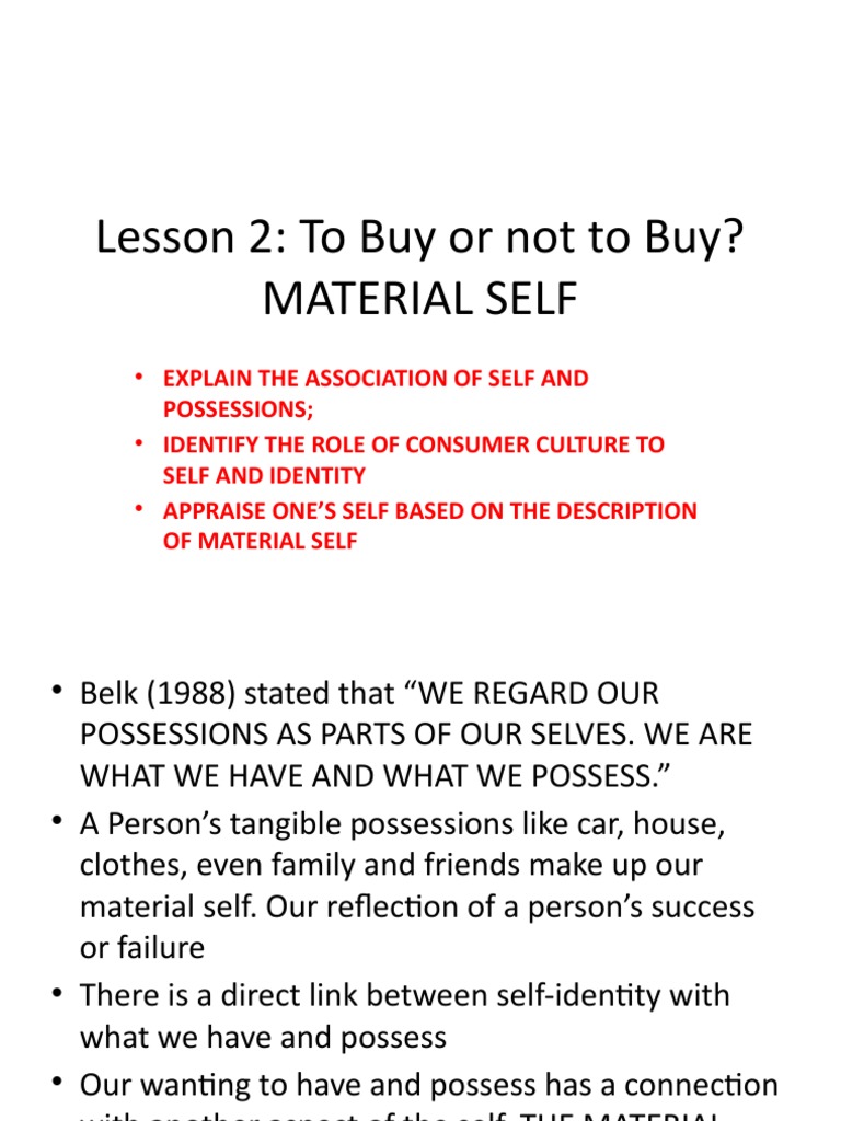 Lesson 2.pptx Material Self | Download Free PDF | Consumerism | Self