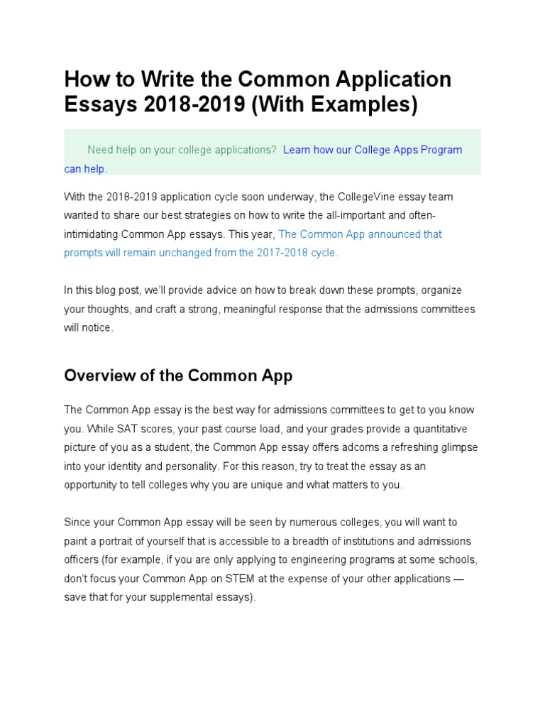 Common App Essay Guidelines | PDF | Essays | Idea