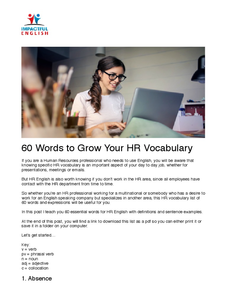 Essential HR Vocabulary in 60 Words | PDF | Vocabulary | Payroll