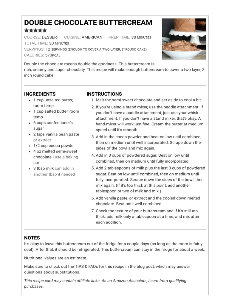 Rich Double Chocolate Buttercream Recipe | PDF | Chocolate | Cakes