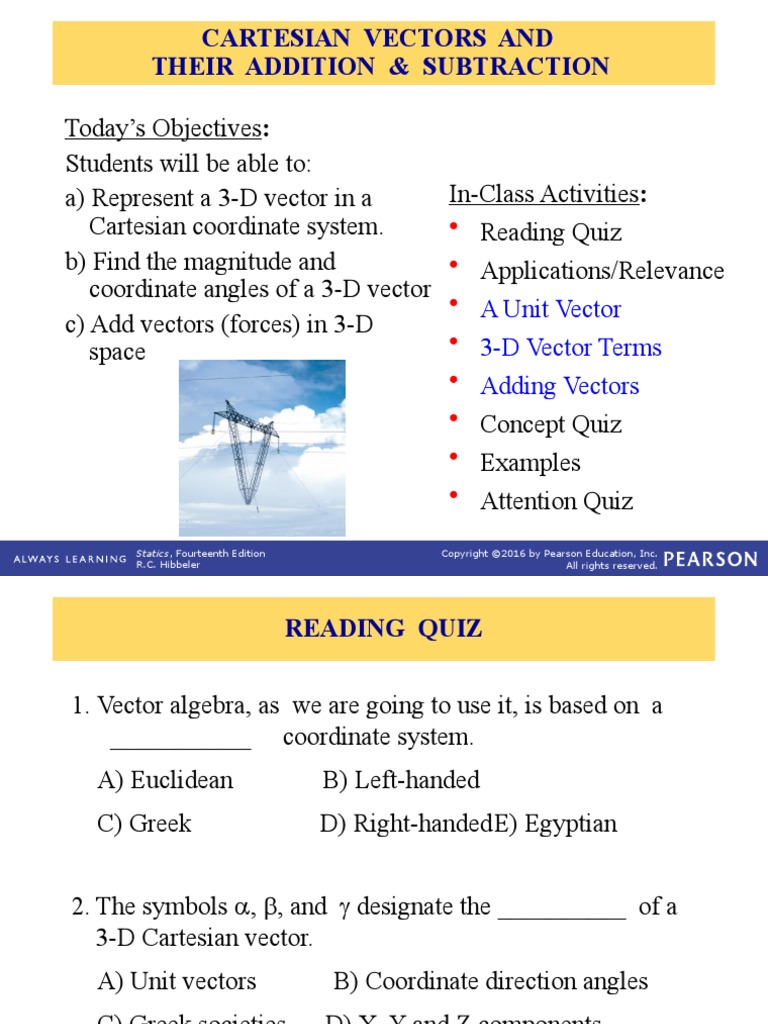 Cartesian Vectors and Their Addition & Subtraction: A Unit Vector 3-D ...