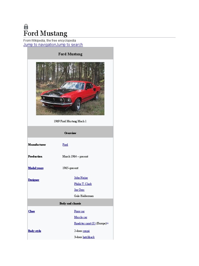 Ford Mustang: Jump To Navigation Jump To Search | PDF | Coupes | Car ...