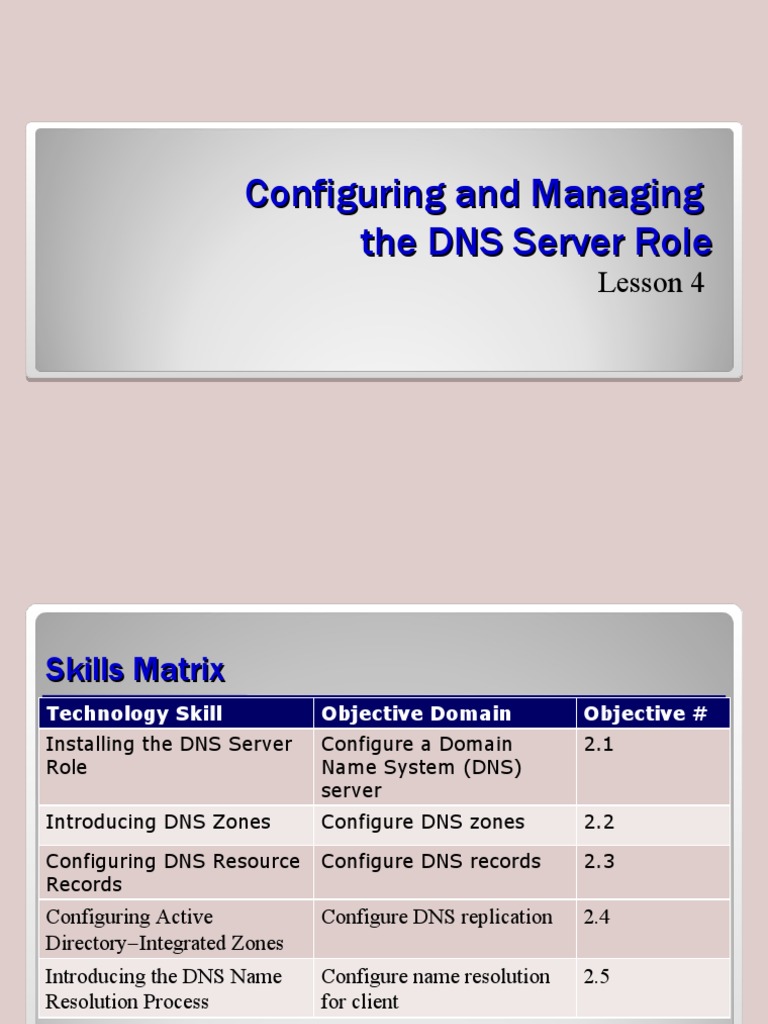 Lesson04 - Config and Manage DNS Server Role | PDF | Domain Name System ...