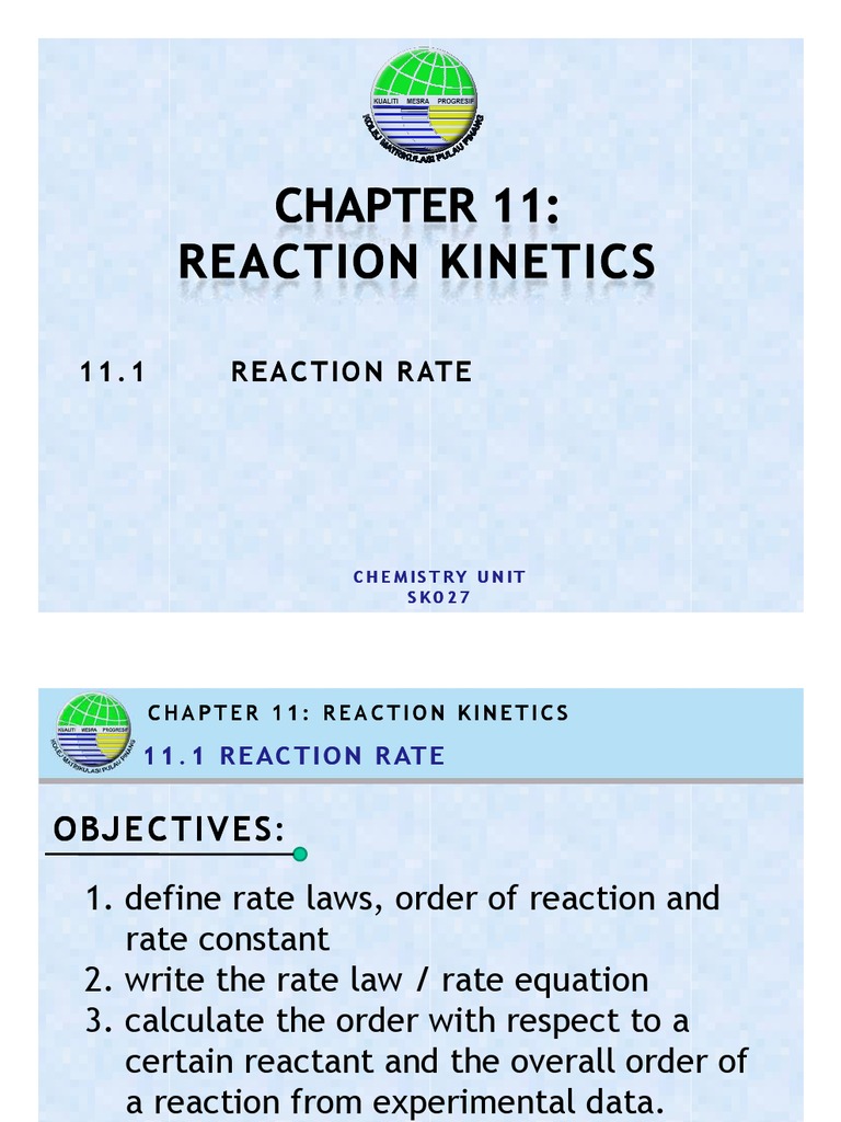 11.1 Reaction Rate 2 | PDF | Reaction Rate | Chemical Kinetics