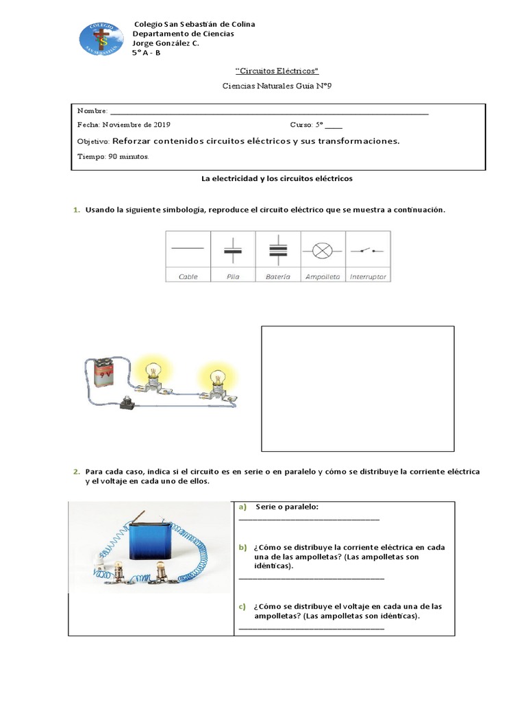 Guía N 9 Circuitos Eléctricos 5° Básico 2019 1 | PDF | Diodo emisor de ...