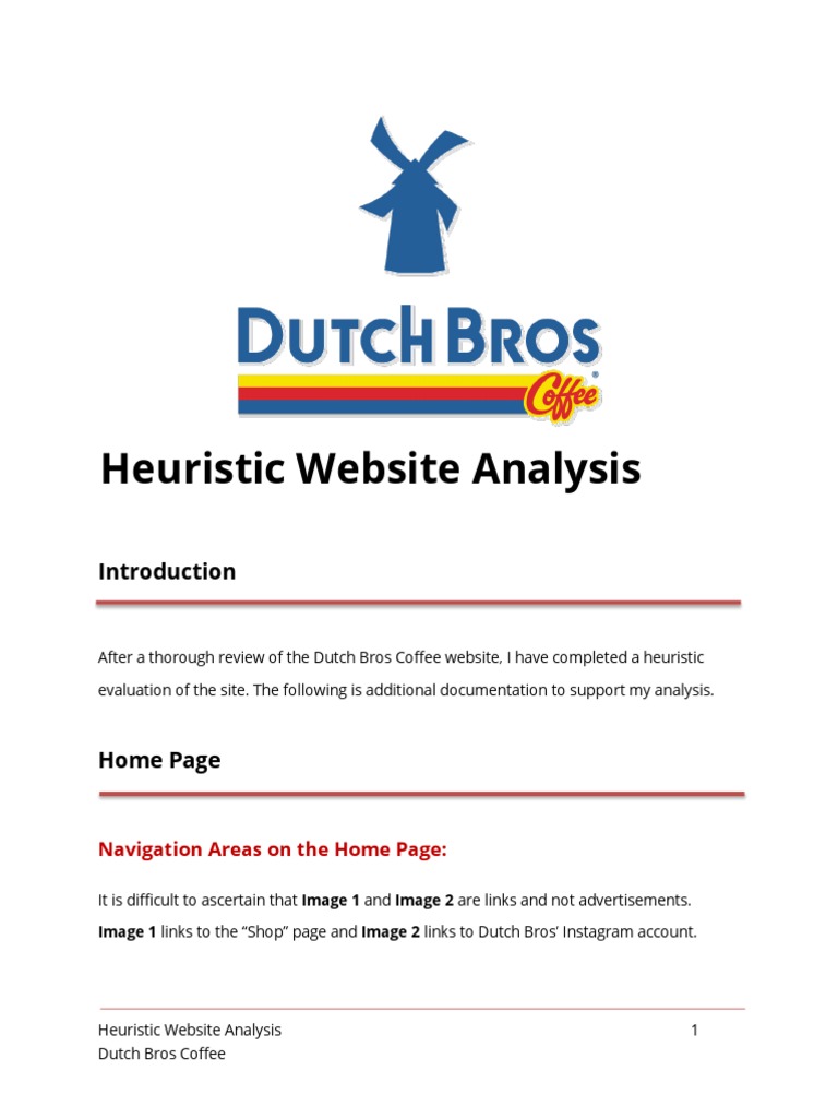 DutchBros Website Analysis PDF | PDF | Page Layout | Button (Computing)