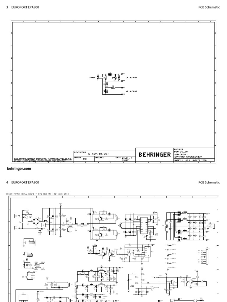 Behringer EPR900 Powered Speaker Schematics PDF | PDF