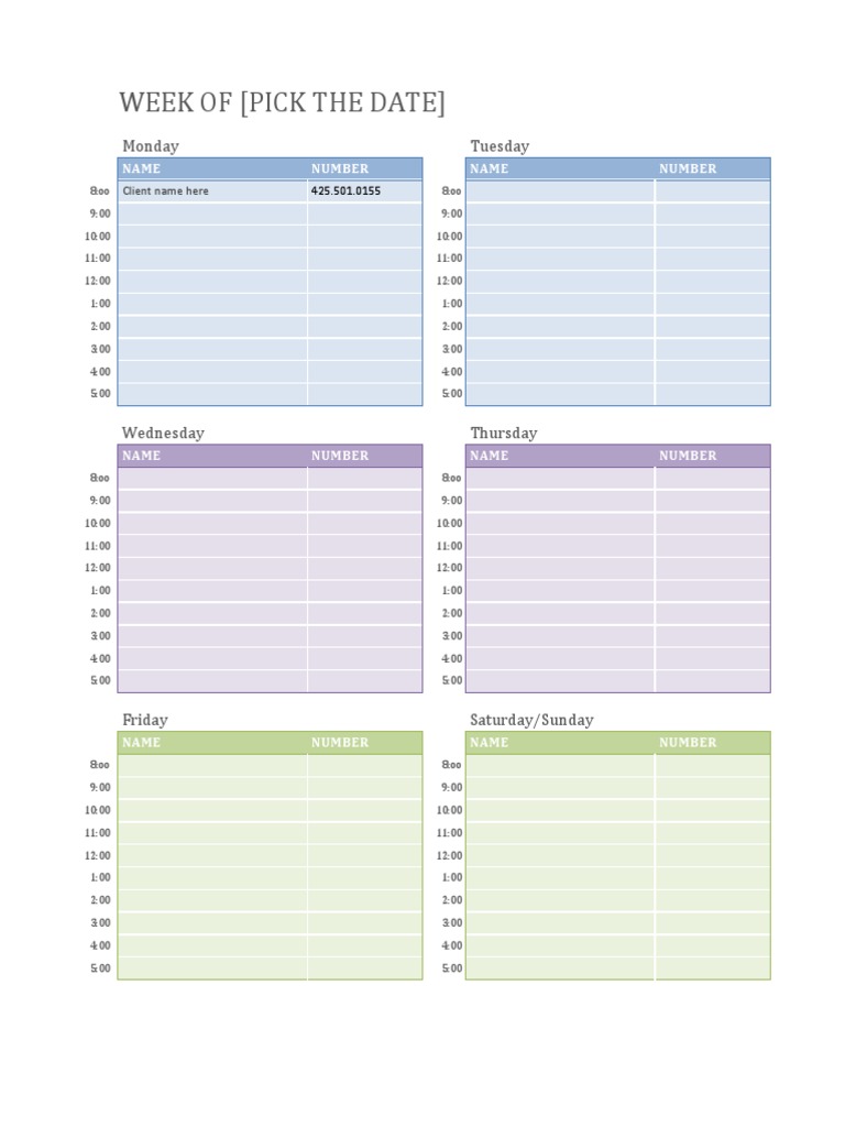 Weekly Schedules | PDF | Home & Garden