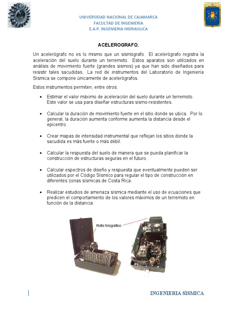 Acelerógrafos y su Uso en Sismología | PDF