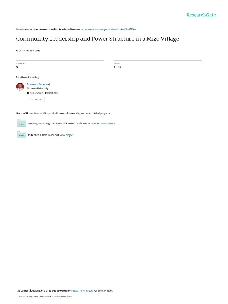 Community Leadership and Power Structure in A Mizo Village ...