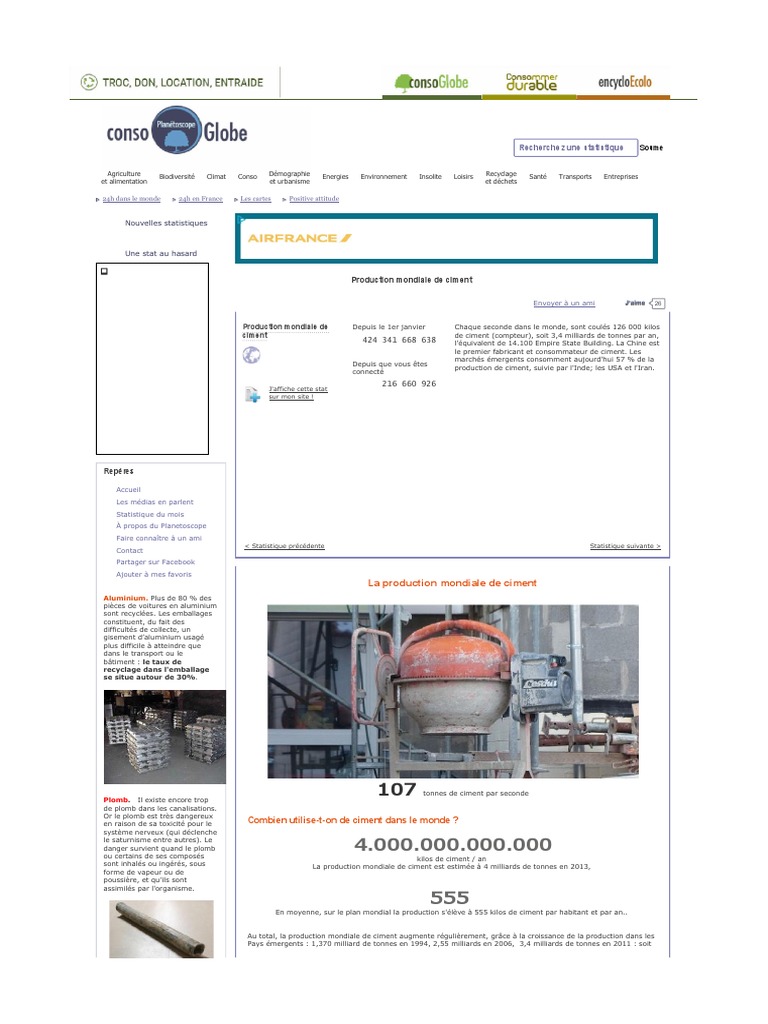 Planetoscope - Statistiques - Production Mondiale de Ciment | PDF ...