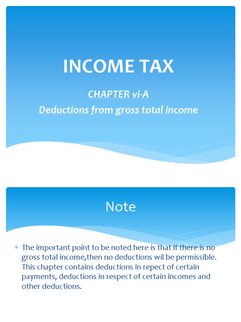Income Tax: Chapter Vi-A Deductions From Gross Total Income | PDF | Tax ...