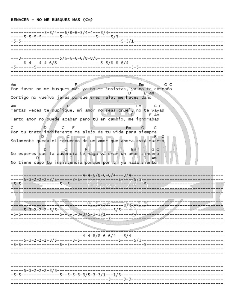 No Me Busques Más - Letra y Acordes | PDF