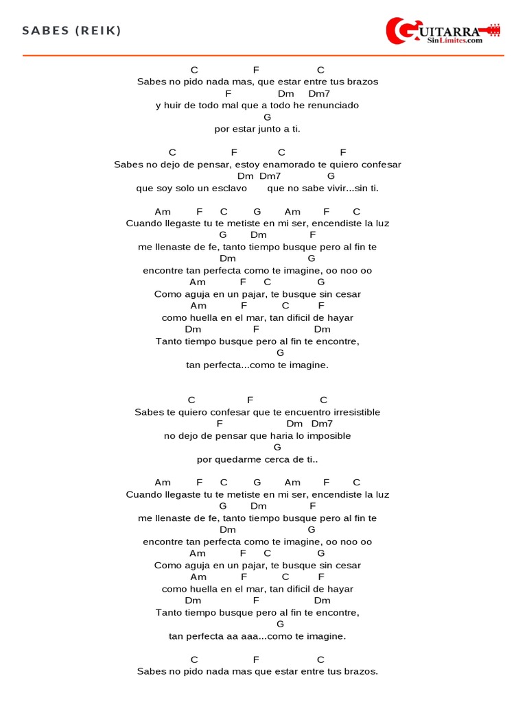 Sabes Acordes Reik PDF | PDF