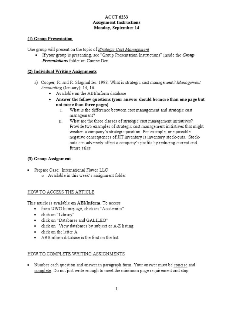 Presentations Folder On Course Den: ACCT 6233 Assignment Instructions ...