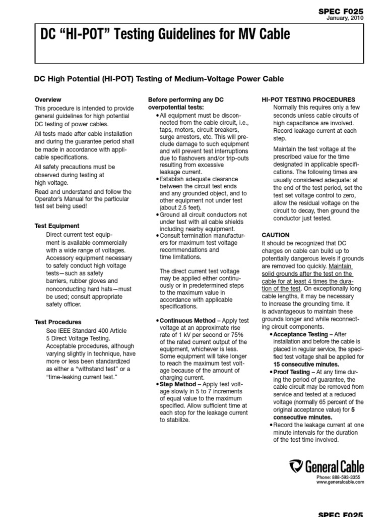 DC Hi-Pot Testing for MV Cables | PDF | Direct Current | Insulator ...