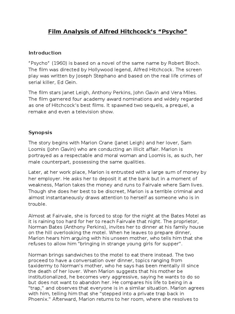 Analysis of Marion Crane in Psycho | PDF | Id | Psychology