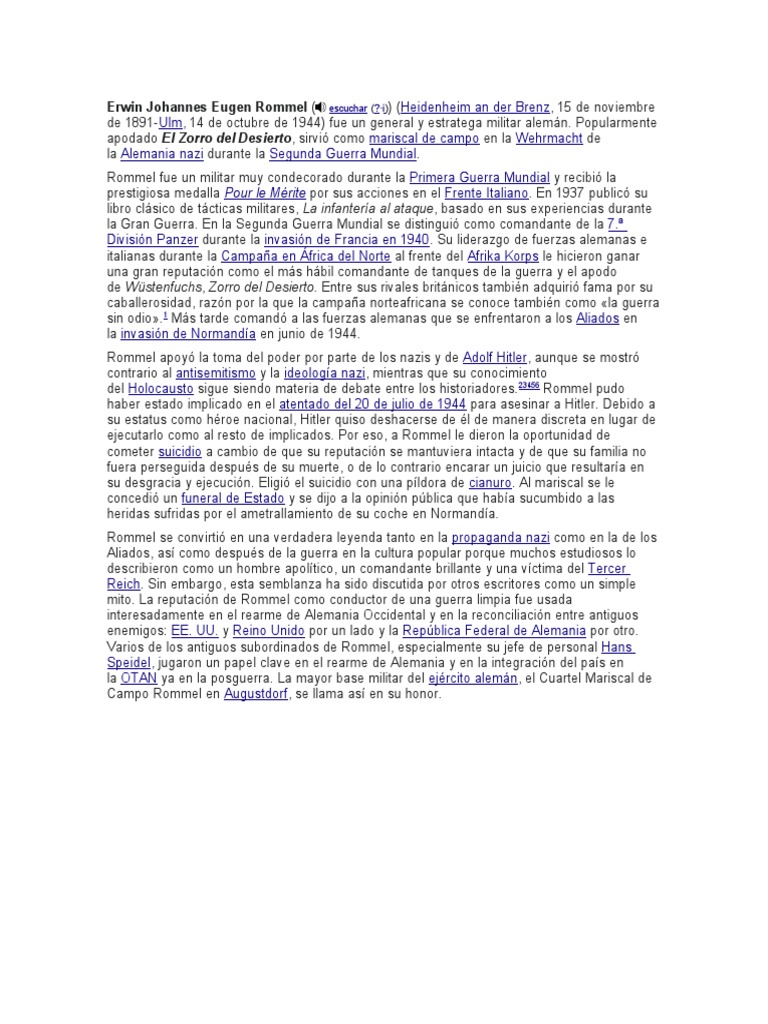 Erwin Johannes Eugen Rommel | PDF | Erwin Rommel | Ciencia militar