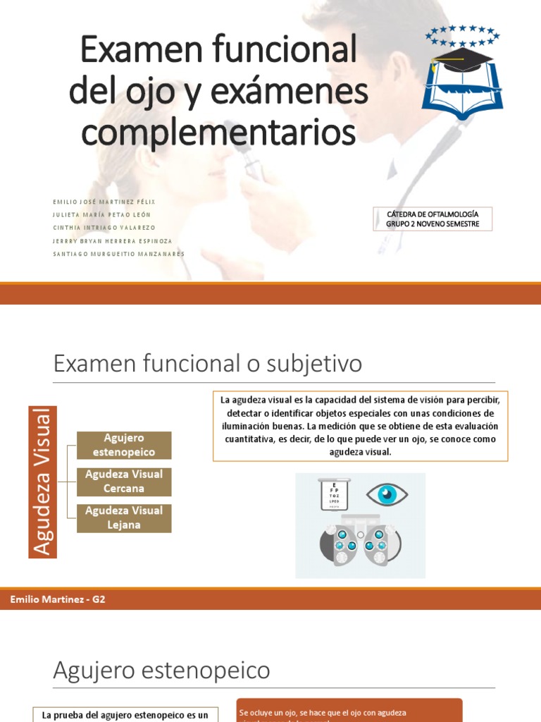 Examen Funcional Del Ojo y Exámenes Complementarios FINAL | PDF ...