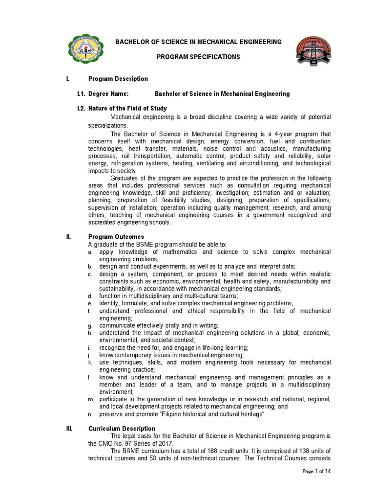2018 2019 Bsme Curriculum Ched | PDF | Machines | Mechanical Engineering