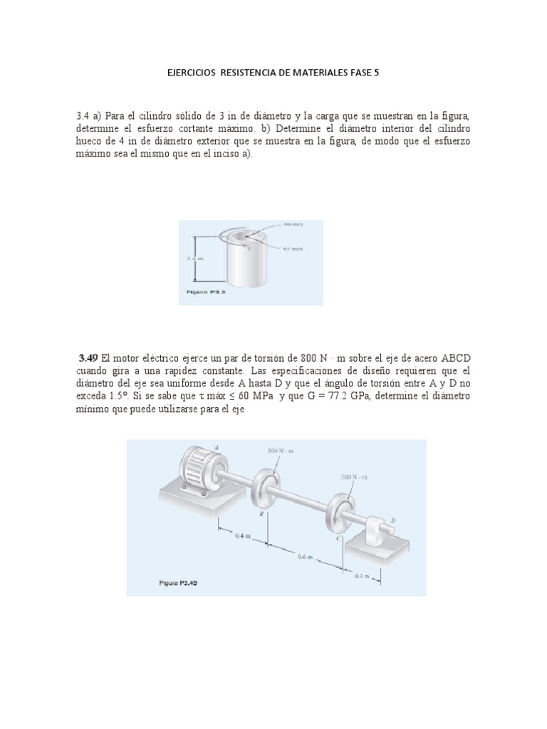 Ejercicios Resistencia de Materiales Fase 5 | PDF | Tecnología