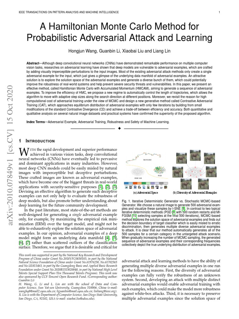 A Hamiltonian Monte Carlo Method For Probabilistic Adversarial Attack and Learning | PDF | Monte ...