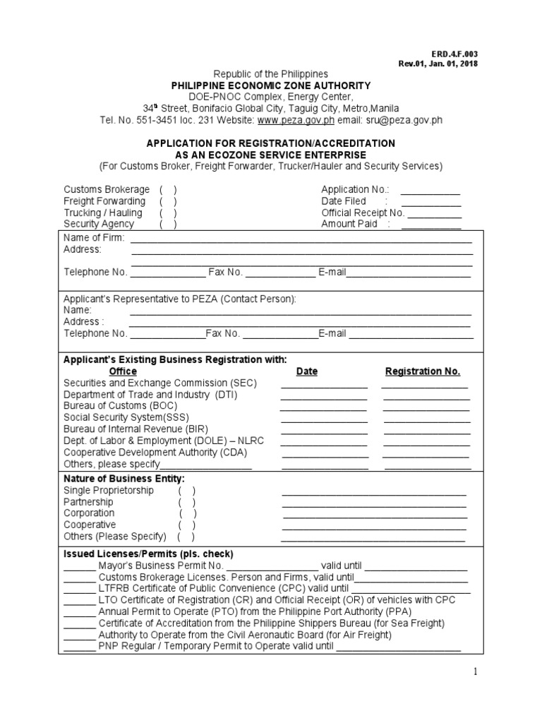 PEZA Accreditation Application Form | PDF | Notary Public | U.S ...