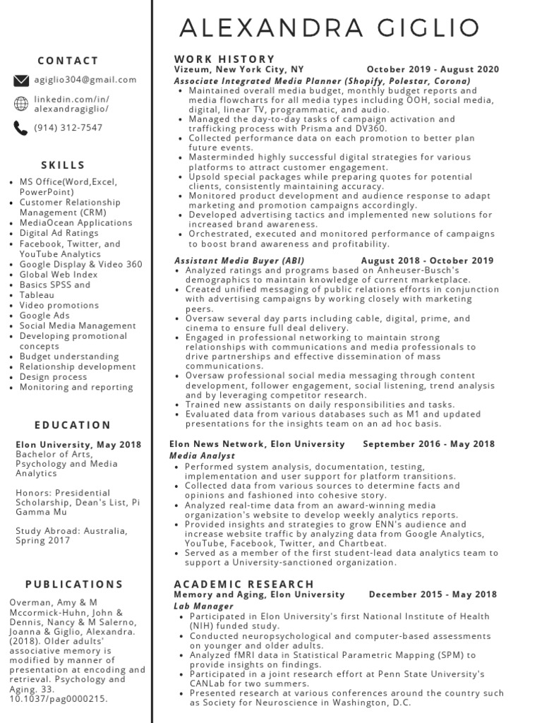Alexandra Giglio - Resume | PDF | Customer Relationship Management ...