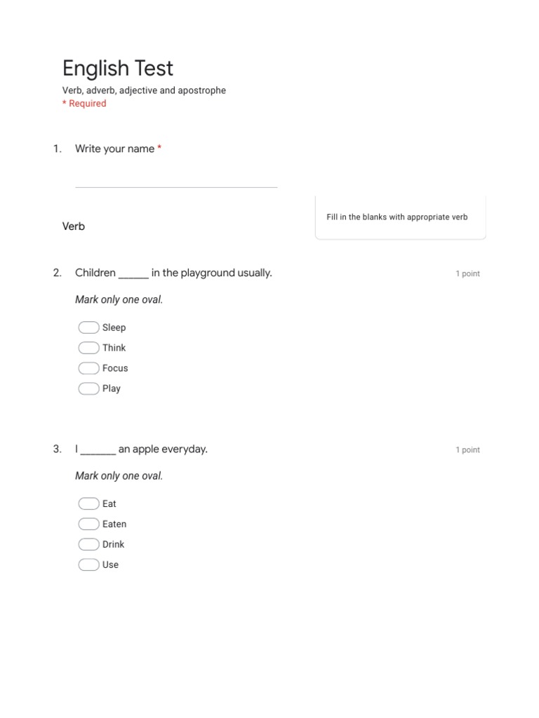 English Grammar Test PDF | PDF | Adverb | English Grammar