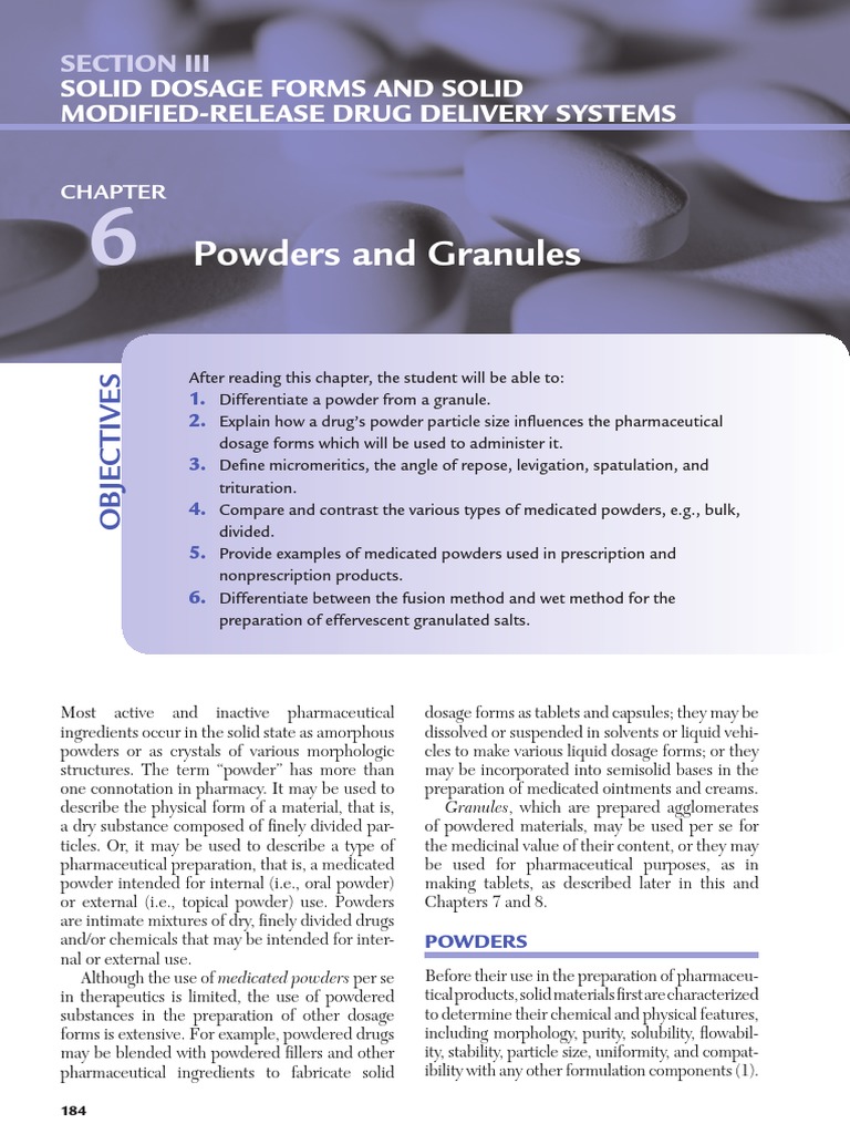 Differences Between Powders and Granules | PDF | Tablet (Pharmacy ...