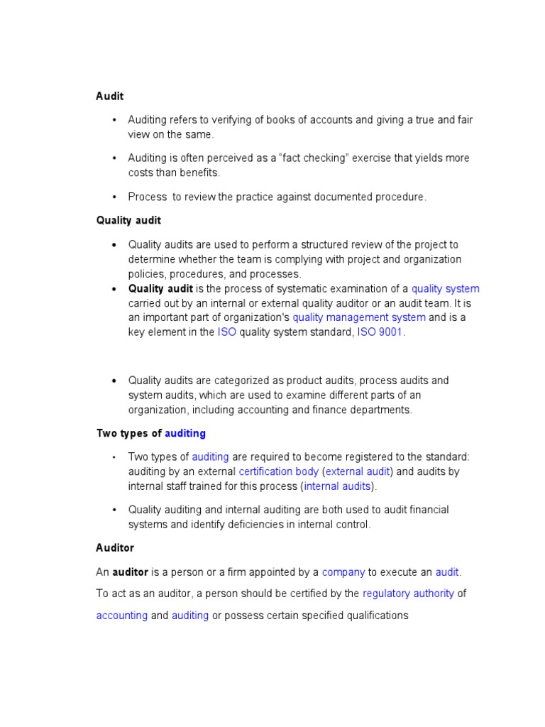 Audit: Quality System Quality Management System ISO ISO 9001 | PDF ...