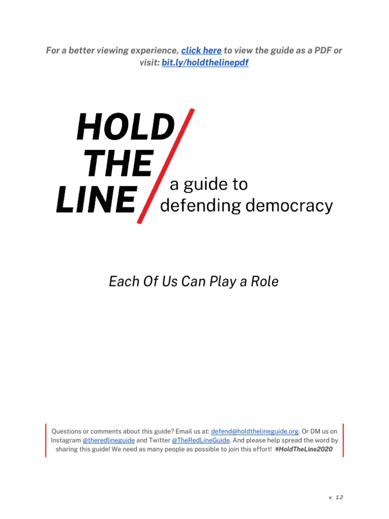 Hold The Line - A Guide To Defending Democracy | PDF | Postal Voting ...