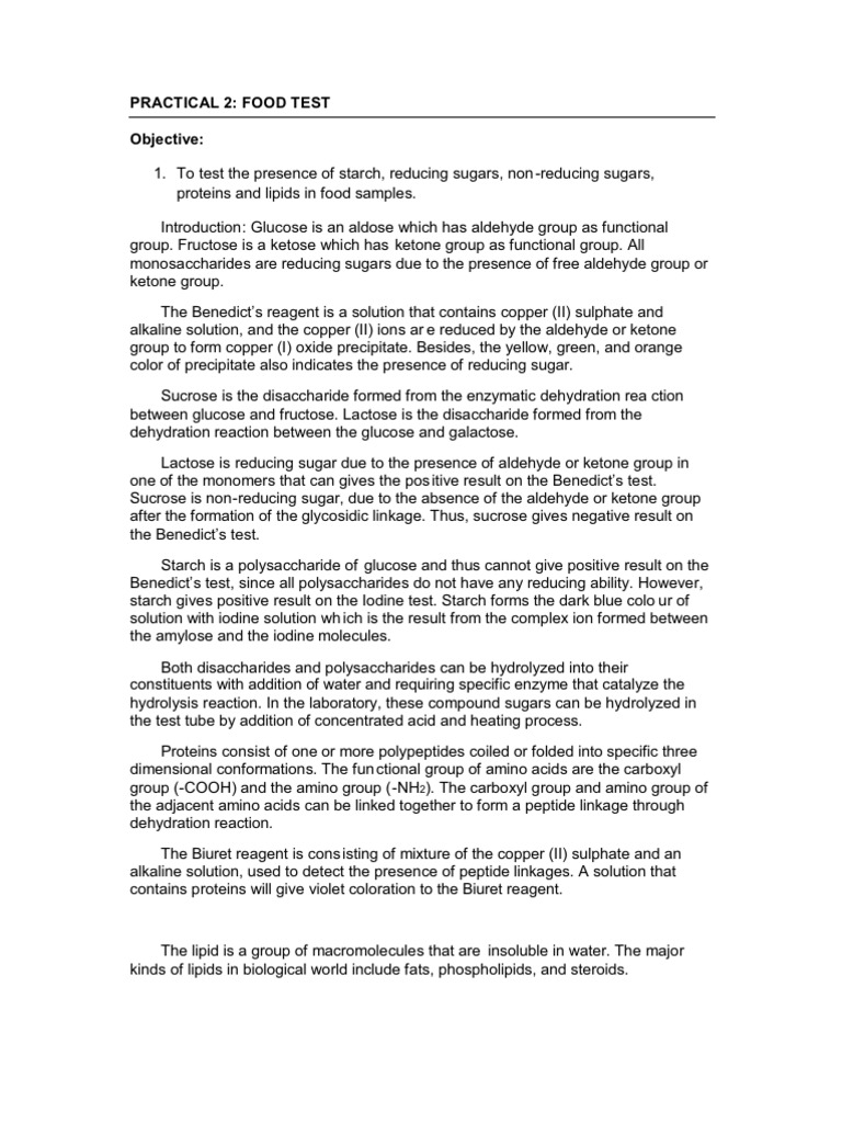 Biology Food Test Practical Guide | PDF | Veganism | Food And Drink