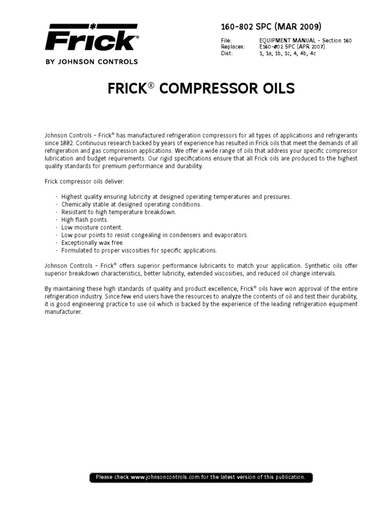 Frick Compressor PDF | PDF | Lubricant | Oil