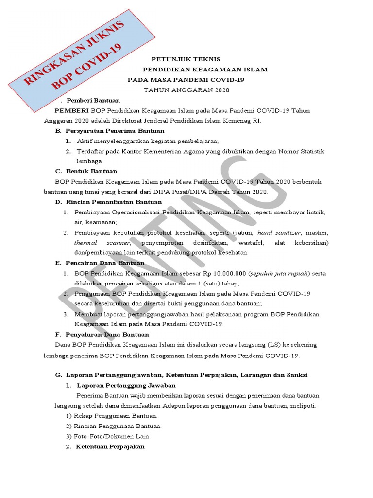 Contoh SPJ Bop 2020 | PDF