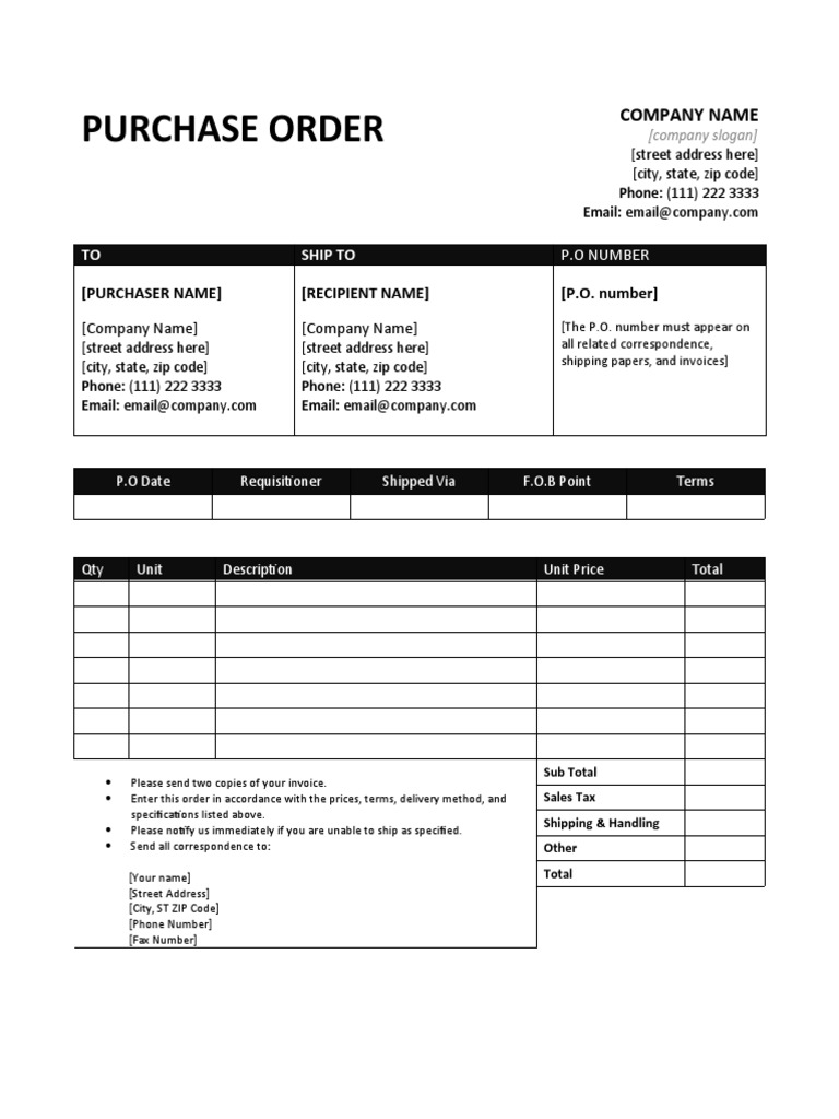 Purchase Order Template | PDF | Business