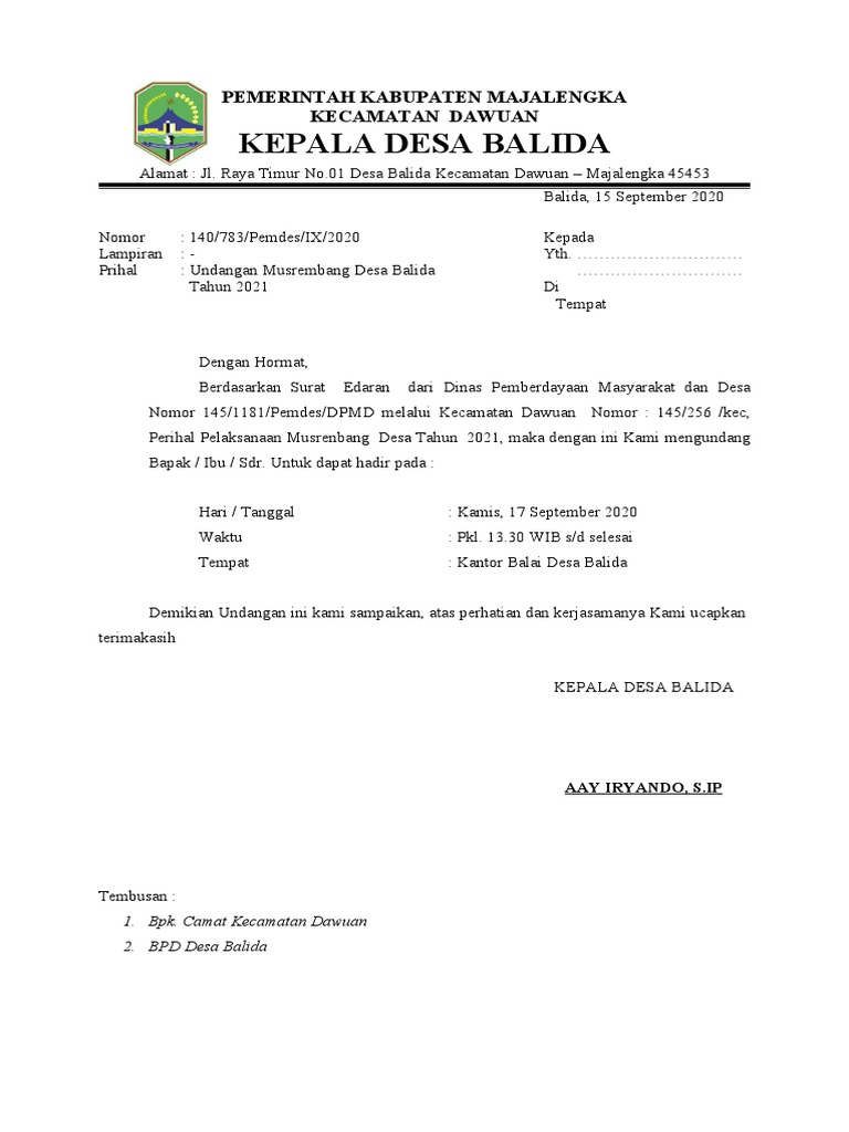 Undangan Musrenbang | PDF