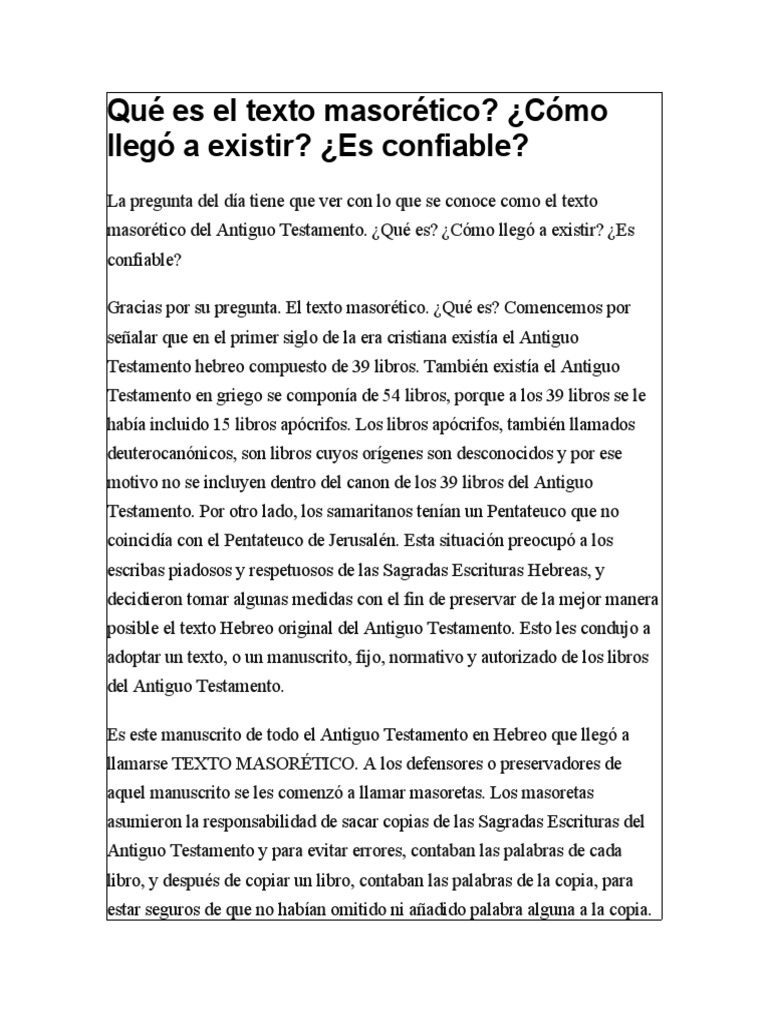Qué Es El Texto Masorético | PDF | Viejo Testamento | Biblia