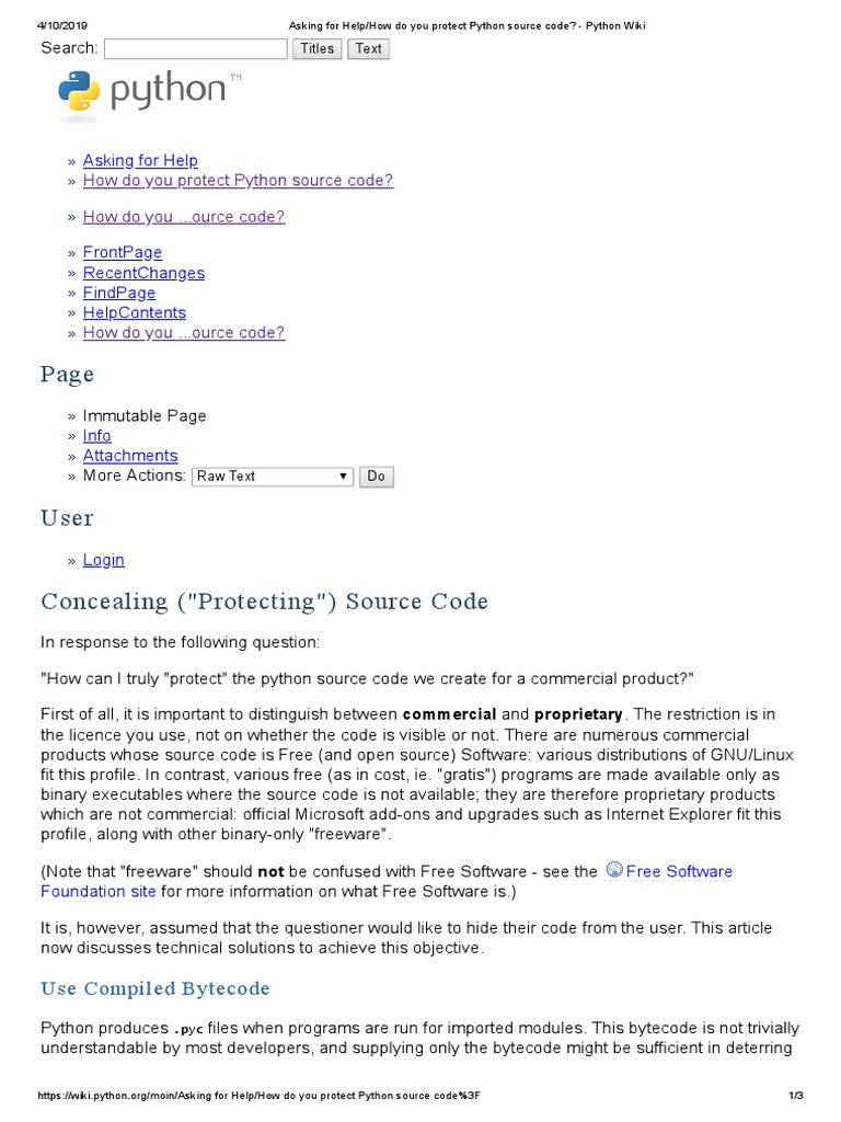 Asking For Help - How Do You Protect Python Source Code - Python Wiki ...